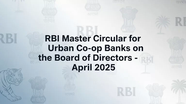 RBI Master Circular for Urban Co-op Banks on Board of Directors - April ...